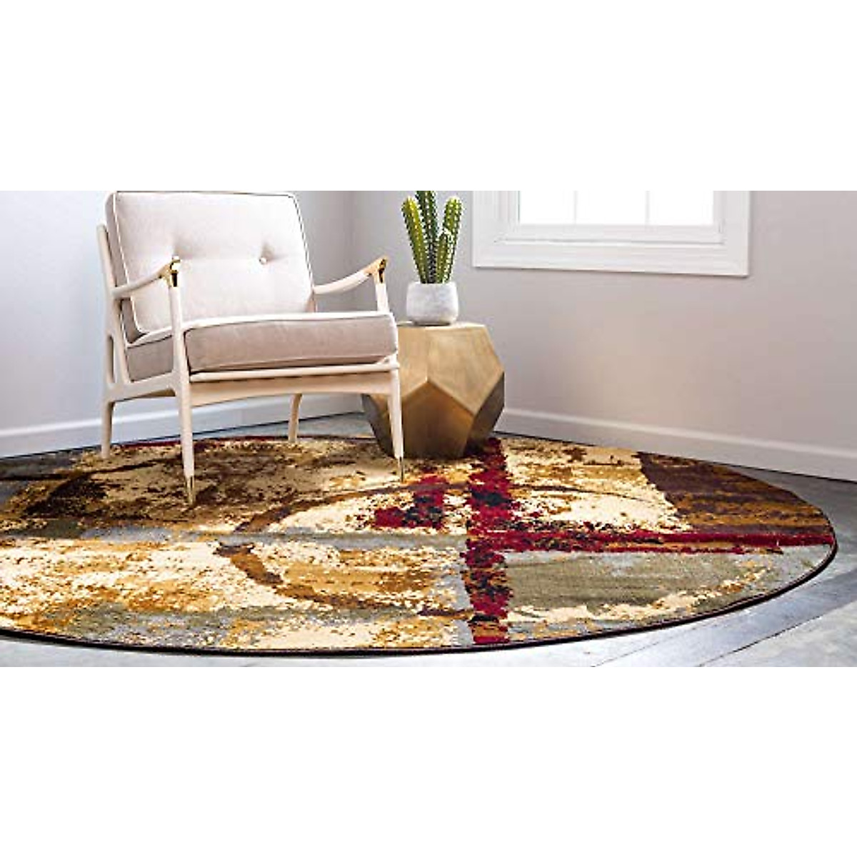 Unique Loom Barista Collection Area Rug - Catuai (8' Round, Multi/ Brown)