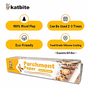 Katbite Parchment Paper Roll 15 inch x164 ft 205 SQ FT & 12 inch x 164ft Heavy Duty Parchment Paper for Baking