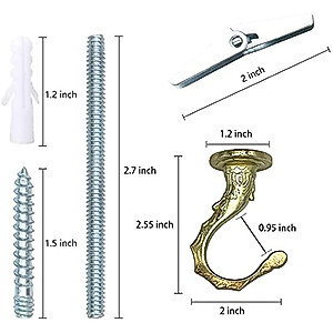 2 Sets Swag Ceiling Hooks Heavy Duty Swag Hook with Hardware for Hanging Plants Ceiling Installation Cavity Wall Fixing (2, Gold)
