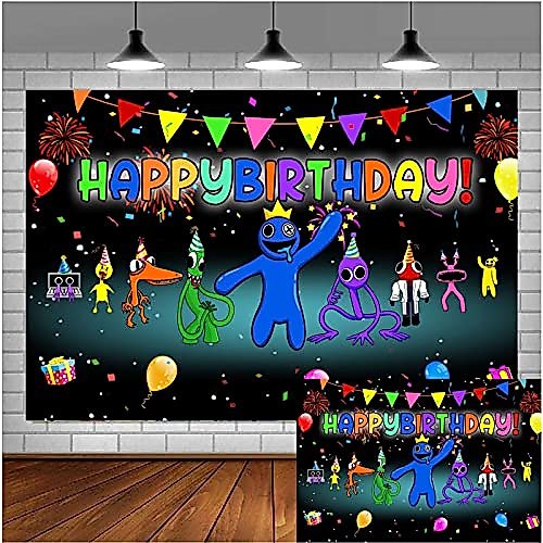 Game Happy Birthday Backdrop Cartoon Party Banner Decorations Photography Background Decor Photo Booth Studio Prop 3-5x7 FT