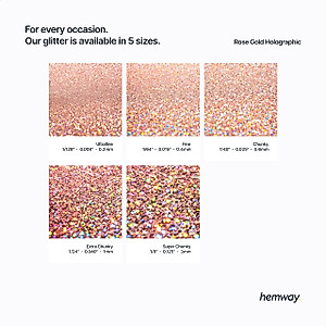 Hemway Eco Friendly Biodegradable Glitter 100g / 3.5oz Bio Cosmetic Safe Sparkle Vegan for Face, Eyeshadow, Body, Hair, Nail and Festival Makeup, Craft - 1/24" 0.04" 1mm - Rose Gold Holographic