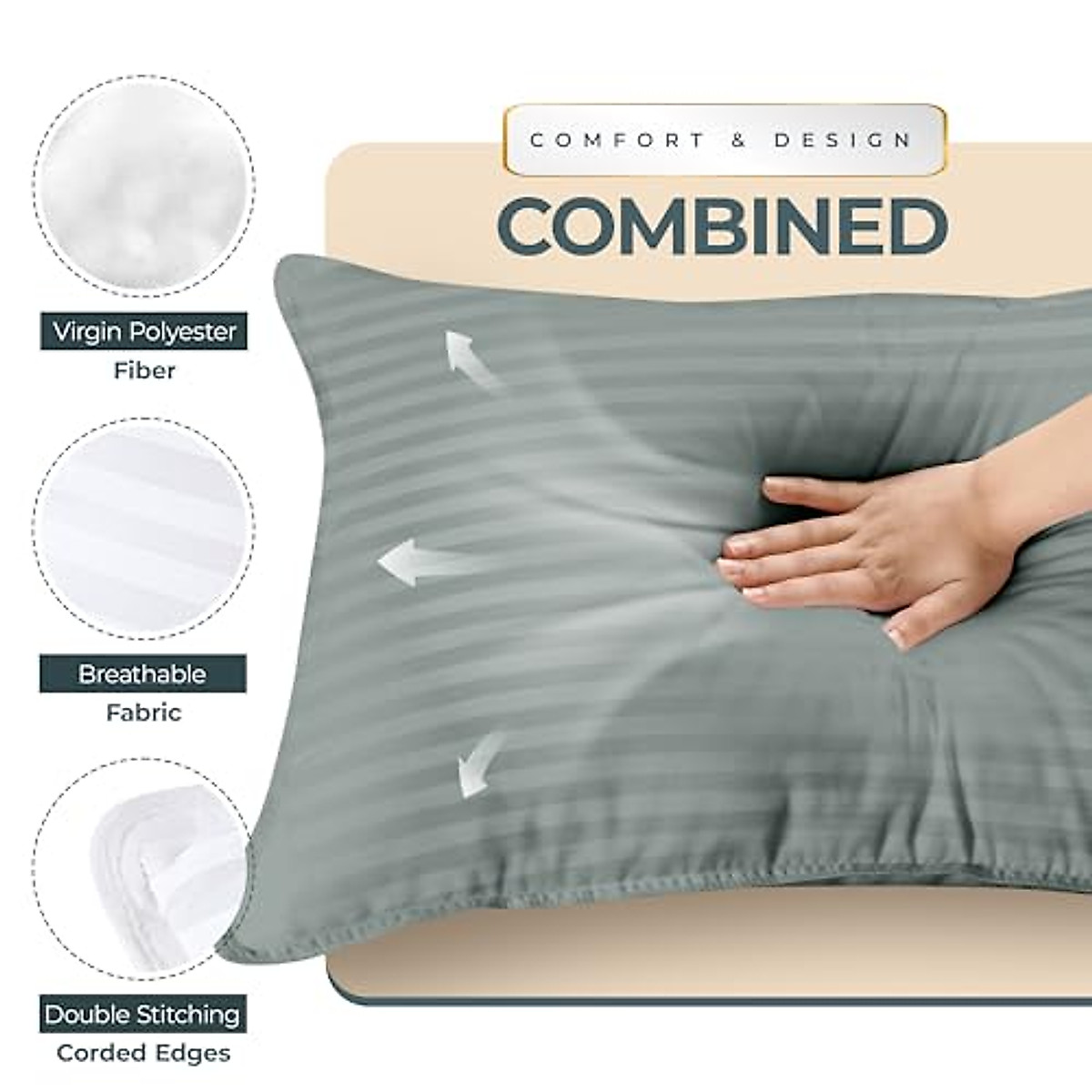 Utopia Bedding Bed Pillows for Sleeping King Size (Light Grey), Set of 2, Cooling Hotel Quality, for Back, Stomach or Side Sleepers