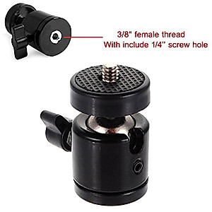 AKOAK 1/4" Swivel Mini Ball Head Screw Tripod Mount for DSLR Camera Camcorder Light Bracket, Pack of 1