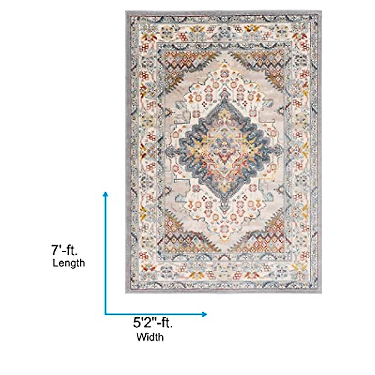 Artistic Weavers Anja Oriental Medallion Area Rug,5'2" x 7',Grey