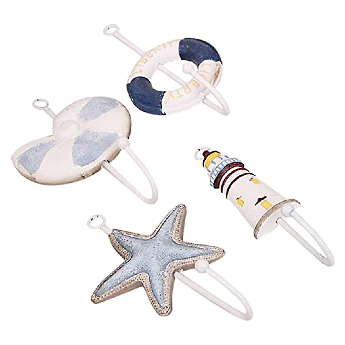 Cabilock 12pcs Kitchenrandom Lifebuoy Iron Coat Decorations Random Decor Hanger Star Decoration or Nautical Rustic Hat Metal Towel Wall Hanging Beach Mediterranean Hooks Key Sea Themed