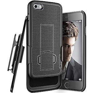Encased DuraClip for iPhone SE Belt Clip Case (SE2 SE3 2020/2022) Slim Kickstand Cover with Swivel Holster (Black)
