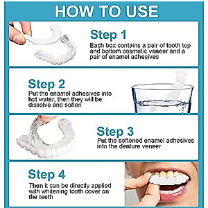Fake Teeth,2 Pairs Veneers Dentures Socket for Women and Men,Dental Veneers for Temporary Tooth Repair Upper and Lower Jaw,Protect Your Teeth and Regain Confident Smile,Bright White