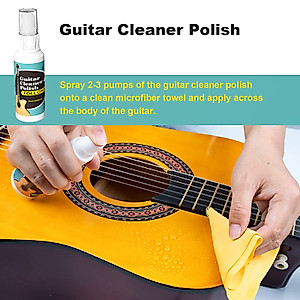 Guitar Cleaning Kit, FOLLOWIN Guitar Care System 7 Pack, Cleaner Polish, Fingerboard Lemon Oil, String Cleaner & Lubricant, Guitar Wax, Winder, Microfiber Cloth