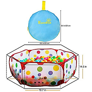 EocuSun Kids Ball Pit Large Pop Up Toddler Ball Pits Tent for Toddlers Girls Boys for Indoor Outdoor Baby Playpen w/Zipper Storage Bag, Balls Not Included (ARed)