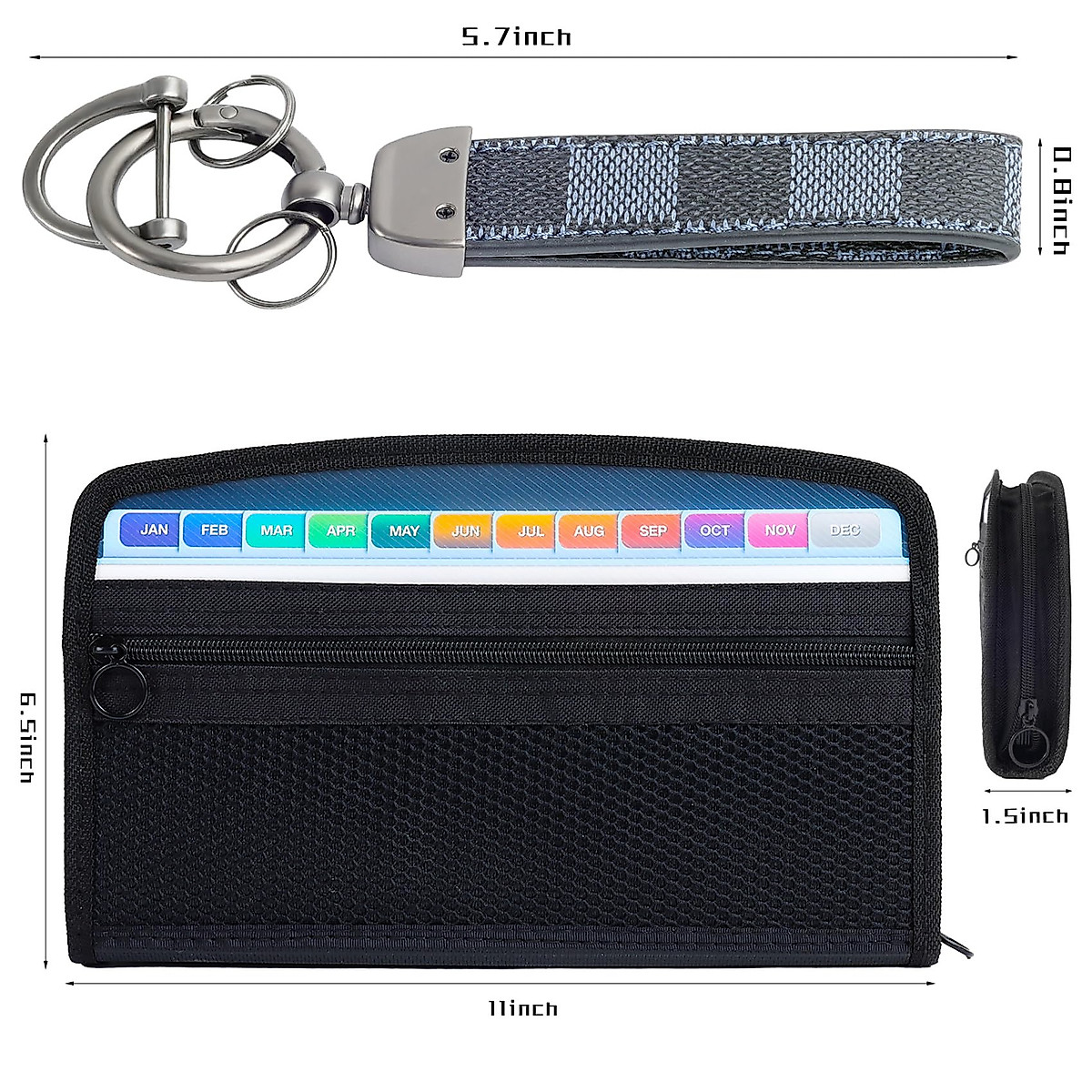 REEMTOO Receipt Coupon Organizer, 12 Pockets Small Accordion File Organizer, 11x 6.6 Inches, Small File Folder for Receipt Cards, Bill Business, Coupons, Zipper Closure.