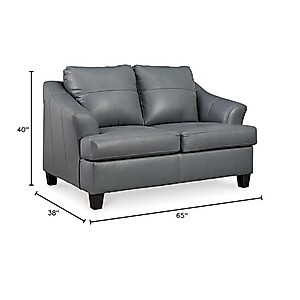 Signature Design by Ashley Genoa Contemporary Leather Match Loveseat, Blue