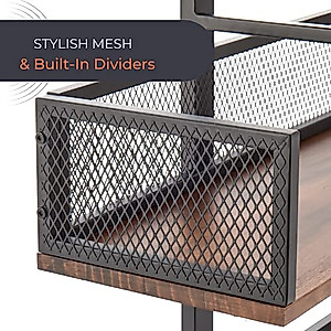 Sturdis Solid Wood Black Metal Industrial Bookshelf - 4 Tier - Visually Appealing & High Capacity for Book Storage