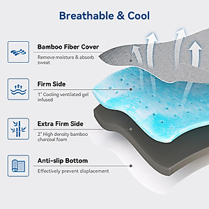 Extra Firm Mattress Topper Full, 3 Inch Memory Foam Mattress Topper Cooling Gel Bamboo Charcoal Bed Topper for Pain Relief, High Density Firm Mattress Pad with Removable Cover, CertiPUR-US Certified