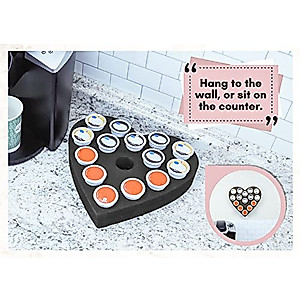 Polar Whale Coffee Pod Wall Mount Hanging Organizer Heart Storage Tray Compatible with Keurig K-Cup for Kitchen Home Office Display Stand Waterproof Washable Black Foam 15 Compartment
