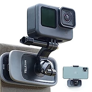 TELESIN Magnetic Swivel Clip Mount with Phone Holder, Bag Backpack Shoulder Body Strap Attachment for GoPro Max Hero 11 10 9 8 7 6 5, Insta360 X2 X3 RS GO2, DJI Action 2 3 Accessories