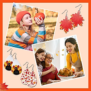 Otuuz 24 Pairs Christmas Earring Santa Christmas Tree Pumpkin Faux Leather Earrings Dangle Lightweight Teardrop Earrings Thanksgiving New Year Party Decorations for Women