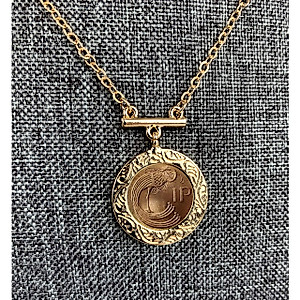 American Coin Treasures Irish Penny Coin Pendant Bar Necklace | Goldtone Flat Cable | 18 Inch 3 Inch Extender with Lobster Claw Clasp | Certificate of Authenticity