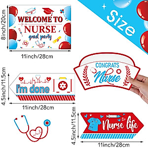 20 Pieces Nurse Graduation Decorations Nursing Graduation Party Supplies Arrows Cap Nurses Day Decorations Happy Nurses Week Decorations Nurse Kit Graduation Sign for Grad Nurse Nursing Congrats Party