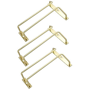 zoohot 7-Inch Gold Wine Glass Rack - Under Cabinet Stemware Wine Glass Holder for Bar Kitchen (1 Rows, 3 Pack)