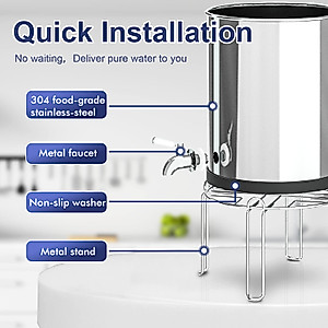 Joypur High Capacity Gravity-Fed Water Filter System with 2.9 Purification Filters and Stand for Home Camping Travel Outdoor Activities Emergencies,2.9 Gallon Countertop Water Filter System