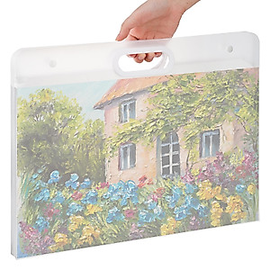 Covzoe 4 Pack Art Portfolio Folder, 17" x 13" Clear Poster Storage Bag with Handle, Plastic Waterproof Bulletin Board Holder Painting Container for Artwork, Drawing Pads, Charts