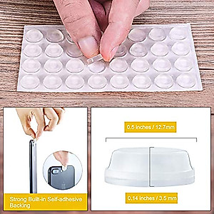 160 Pcs Cabinet Door Bumpers, 1/2" Diameter Self Adhesive Clear Cupboard Door Drawer Bumpers for Kitchen Cabinets Cutting Boards Picture Frames
