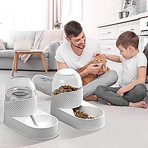 Automatic Cat Feeders Pet Water Dispenser Suit, Anti-blocking and Anti-overturning Design, Automatic Gravity Dog Feeder Dog Water Bowl Dispenser,suitable for Cats and Small and Medium Pet Dogs