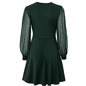 Fall Clothes for Women 2022, Black Formal Dresses Neutral Dress Short Sleeve Dress Wedding Women's Long Stylish Casual V-Neck Slim Dress with Pockets Women's Winter Dresses Under (L, Green)