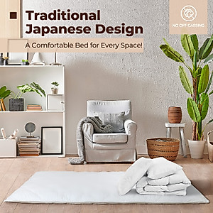 Iyasu Home Twin Japanese Floor Mattress- Shikibuton Floor Bed- Japanese Futon Mattress- Japanese futon Floor Mattress for Adults- 75 by 39 in. Japanese Mattress with Cotton Zip Cover