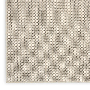 Nourison Courtyard Indoor/Outdoor Ivory Silver 5' x 7' Area Rug, Geometric, Easy Cleaning, Non Shedding, Bed Room, Living Room, Dining Room, Deck, Patio, Backyard (5x7)