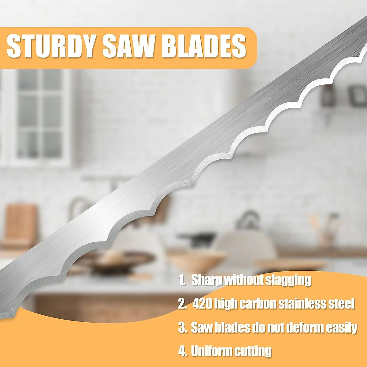 ROYOROYI Bread Slicer for Homemade Bread,16" Wooden Sourdough Bread knife with Bow Design,Premium Stainless Steel Serrated Saw Bread cutter for Bagels, Baguettes and More