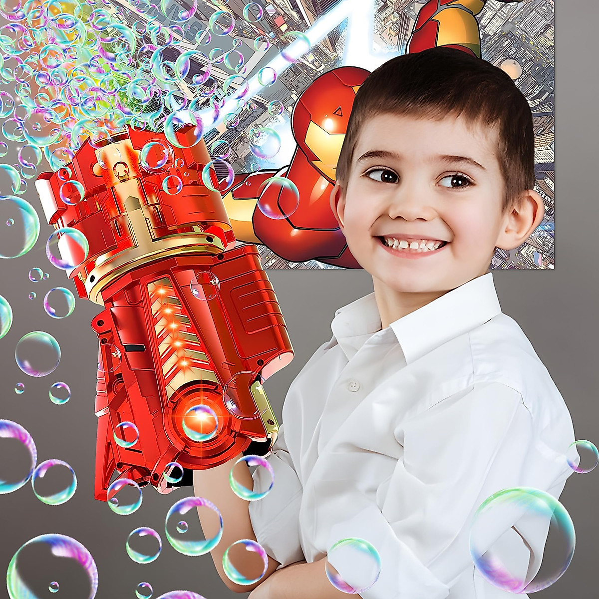 ROHSCE Bubble Machine Gun, Automatic Bubble Blaster for Toddlers Kids Ages 5 6 7 8 9 10 11 12 Year Old, Great Gifts for Children Adult, Bubble Shooter with Led Lights for Outdoor Party, Bubble Blower