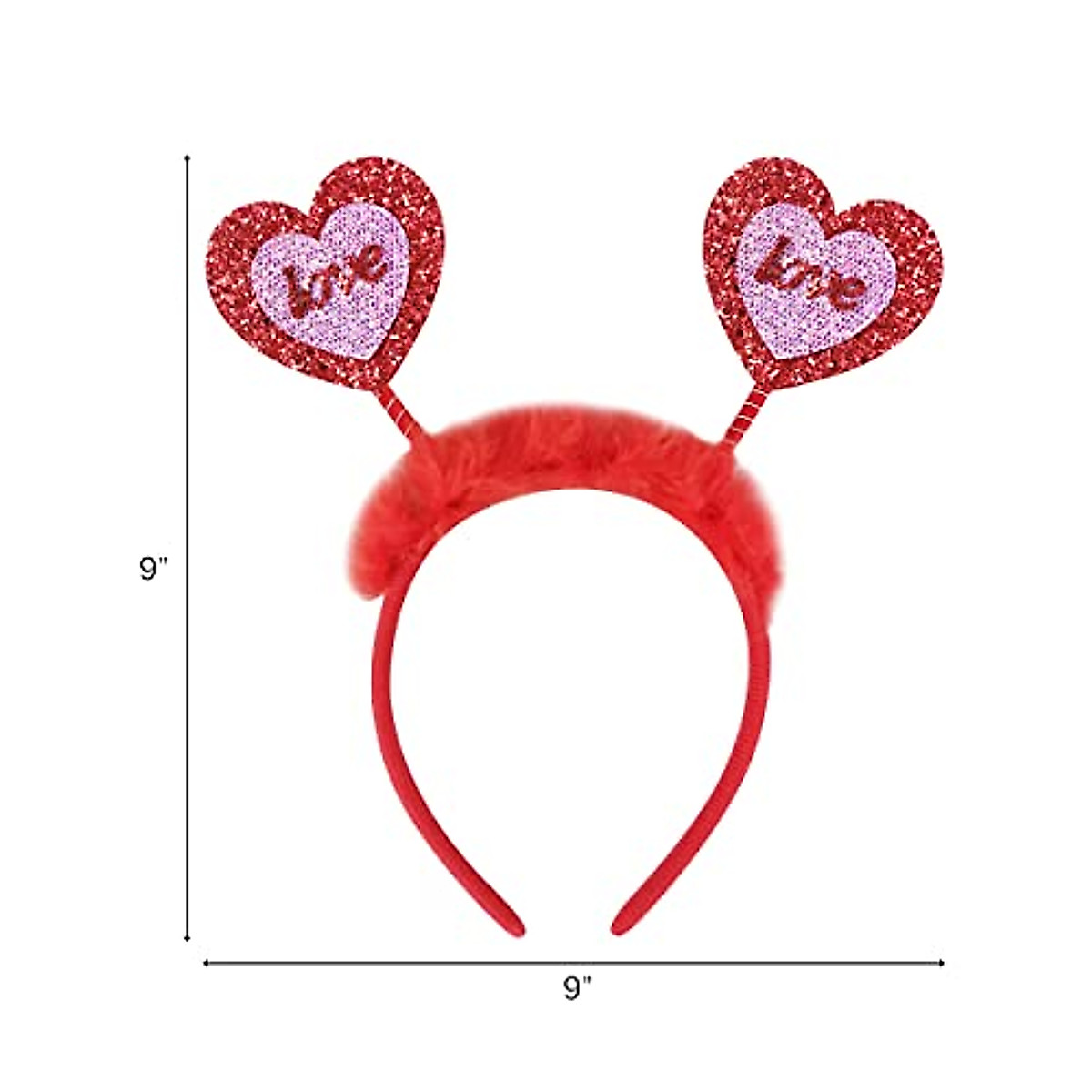 CIEOVO 4 Pieces Valentine's Day Headbands Glitter Red Heart Lip Bopper Headband Hair Hoop Head Bopper Hair Accessories for Valentine's Day Wedding Bridal Shower Party Favor Gift Photo Booth