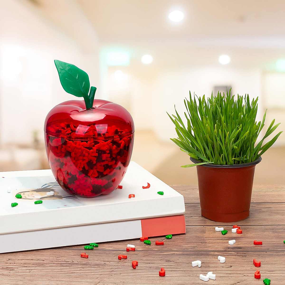 HANZE Large Red Apple Container, Apple Shaped Candy Toy Filling Containers Jar, Back To School Teacher Appreciation Gift, Wedding Party Ornaments Christmas Decorations Supplies Favors