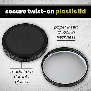 2 Pack - 1 Gallon Mason Jar - Glass Jar Wide Mouth with Plastic Lid - Container for Storing Dry Foods, Spices, Pasta, Legumes and Pet Food - Airtight Kitchen Storage (Black Cap)