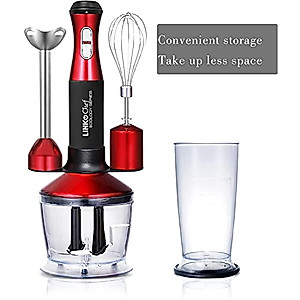 Immersion Blender LINKChef Hand Blender 5 in 1 Powerful 20 Speed Emulsion Blender with 800ml Beaker, Egg Whisk,500ml Food Grinder, Ice crush Blade,for Puree Infant Food, Smoothies, Sauces and Soups