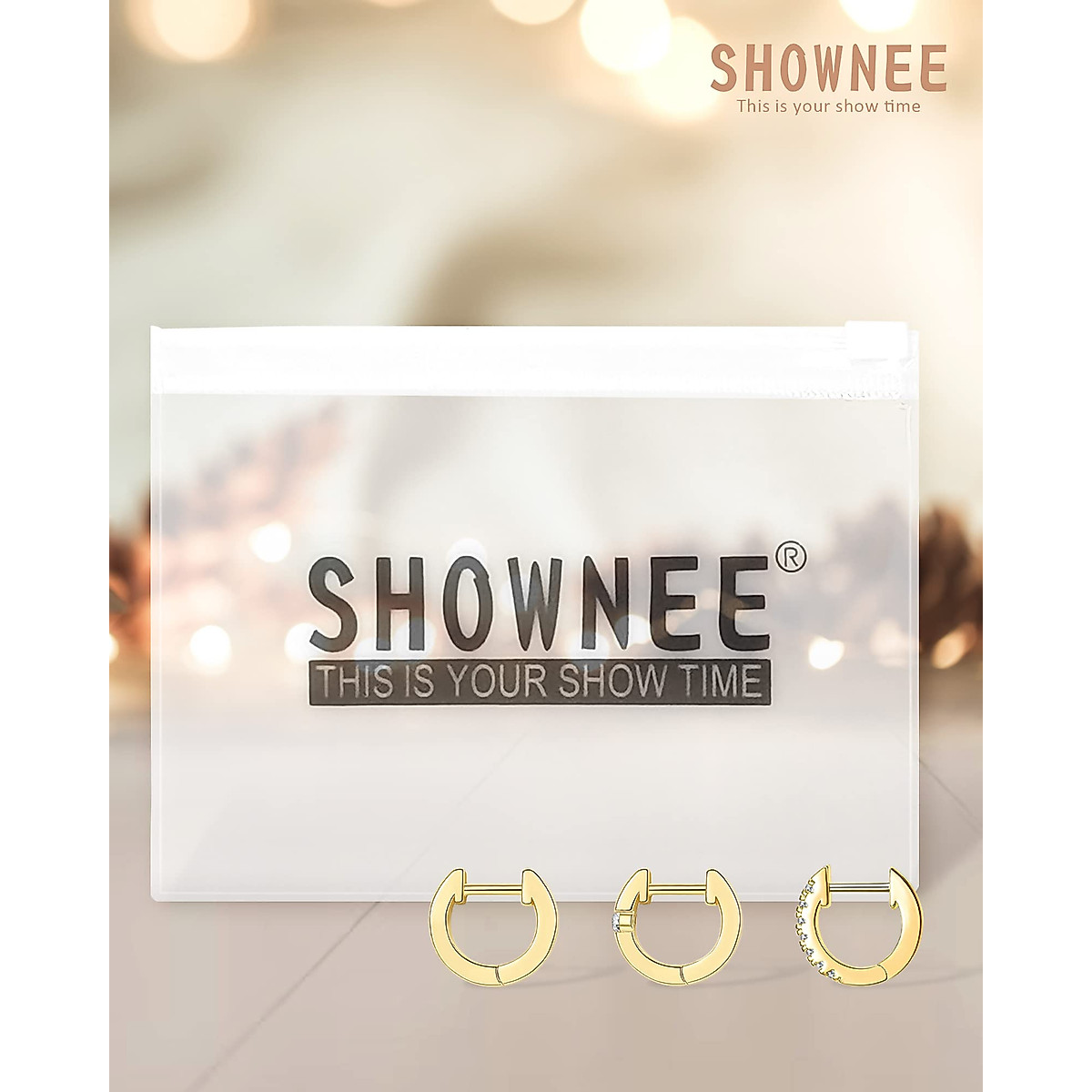 Shownee Gold Huggie Earrings for Women Small Huggie Hoop Earrings for Women Gift 14K Gold Plated Hoops Set with Cubic Zirconia