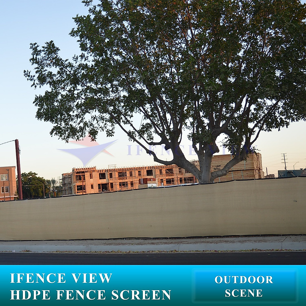 Ifenceview 4'x5' to 4'x50' Beige Shade Cloth/Fence Privacy Screen Fabric Mesh Net for Construction Site, Yard, Driveway, Garden, Railing, Canopy, Awning 160 GSM UV Protection (4'x8')