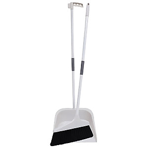Lurrose Broom and Dustpan Set Broom with Dustpan Combo Set Upgrade Broom Long Handle Broom Broomstick Standing Dust Pan for Home Kitchen Lobby Floor Cleaning