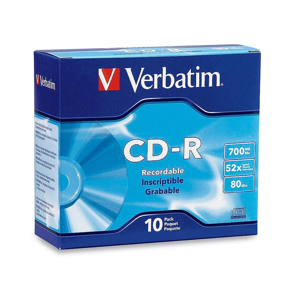 Verbatim 10-Pack CD-R 700MB Silver 52x Jewel Case