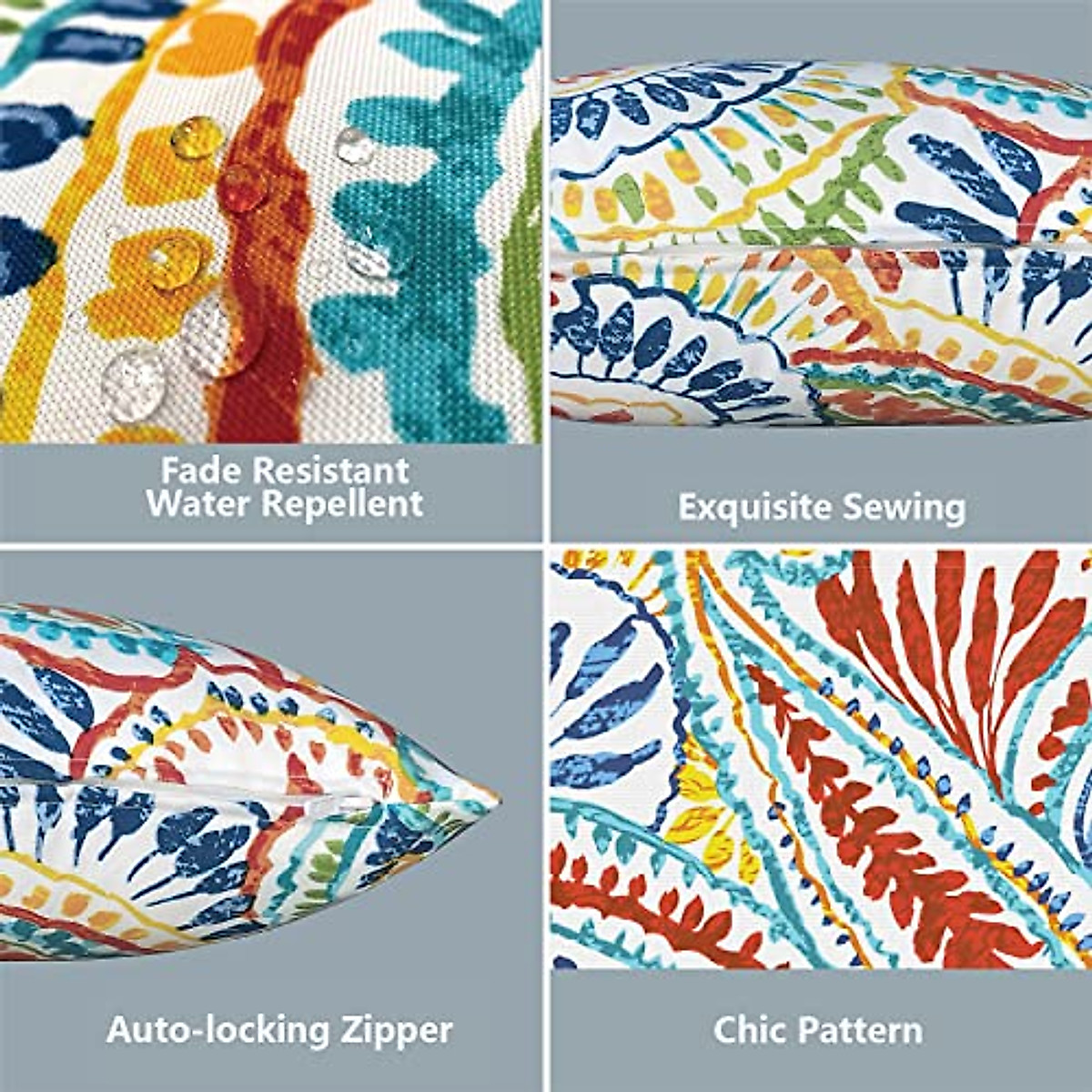 LVTXIII Outdoor Lumbar Pillow Covers, Patio Decorative Lumbar Pillow Cases ONLY, Fluffy Fade-Resistant Lumbar Cushion Cases for Home Balcony and Garden, 12x20 Inch, Pack of 2, Paisley Multi