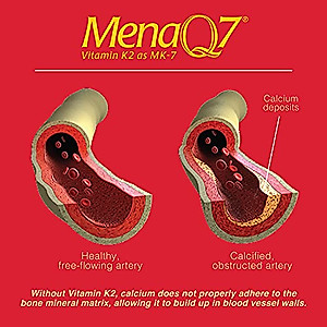 Vitamin k2 MK-7 Supplement 180mcg -Vitamin K2 Supports Bone & Heart Health for Cardiovascular Calcium Absorption from Arteries- 60 Easy to Swallow Vegetable caps of MenaQ7 K2 MK7