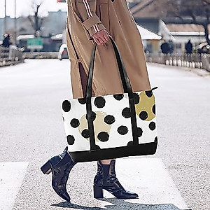Polka Dot Laptop Tote Bag for Women Travel Work Bag Handbags Purse Canvas Teacher Tote Bags with Zipper