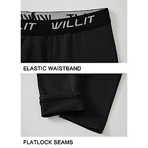 Willit Boys' Leggings Quick Dry Youth Compression Pants Basketball Sports Tights Kids Base Layer Black XS