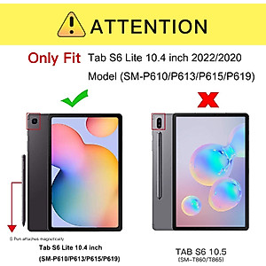 BLOSOMEET Case for Samsung Galaxy Tab S6 Lite 10.4" 2024/2022/2020 with Screen Protector S Pen Holder,Heavy Duty Case for S6 Lite Tablet P620/P625/P610/P613 with Stand Hand Shoulder Strap,Black