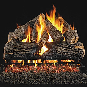 Peterson Real Fyre 18 Inch Charred Oak Log Set With Vented Natural Gas G45 Burner - Match Light