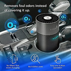 LKT Car Ozone Generator - Remove Smoke Odor from Car, Foul Smell from Bathroom, Odor Eliminator, Portable Ozone Machine, Air Purifier Deodorizer for Home, Office, Smoke, Car, Pet etc.