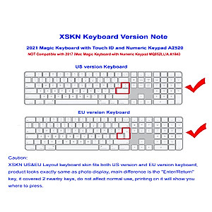 XSKN Arabic Black Silicone Keyboard Cover Skin for 2021 Released Apple 24 inches iMac M1 Chip Magic Keyboard with Touch ID and Numeric Keypad Model A2520 Keyboard Accessories - EU&US Version, K-391