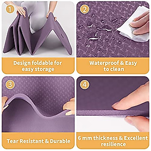 Yoga Mat 72"X24" WeMe TPE Exercise Yoga Mat 4mm/6mm/8mm Thick -2024 New Training Folding Mat Fitness Mat for Women, Men & Children,Non-Slip High-Density Eco Friendly for Pilates Mat with Storage Bag