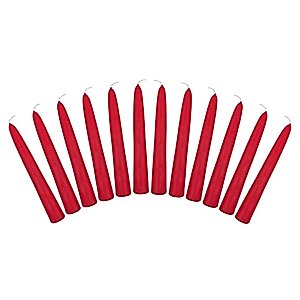 6" Unscented Taper Candles Box of 12 Candles Including The Booklet Candle Factoids Trivia & Safety Guidelines Made in The USA (Red)